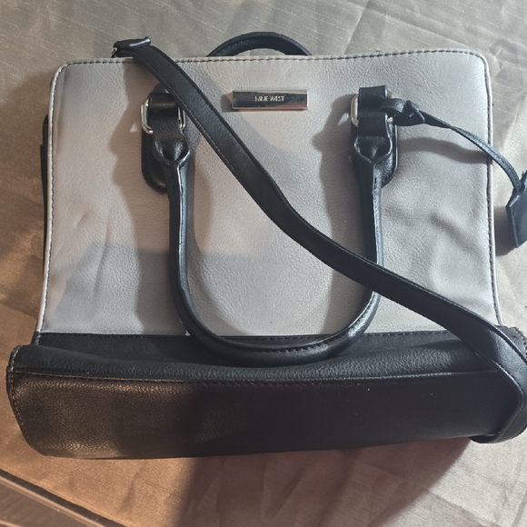 Nine West | Bags | Nine West Twotone Black And Gray Satchel | Poshmark
